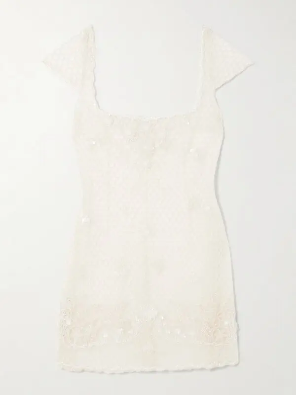 CLIO PEPPIATT Cora Embellished Tulle Mini Dress - Ivory