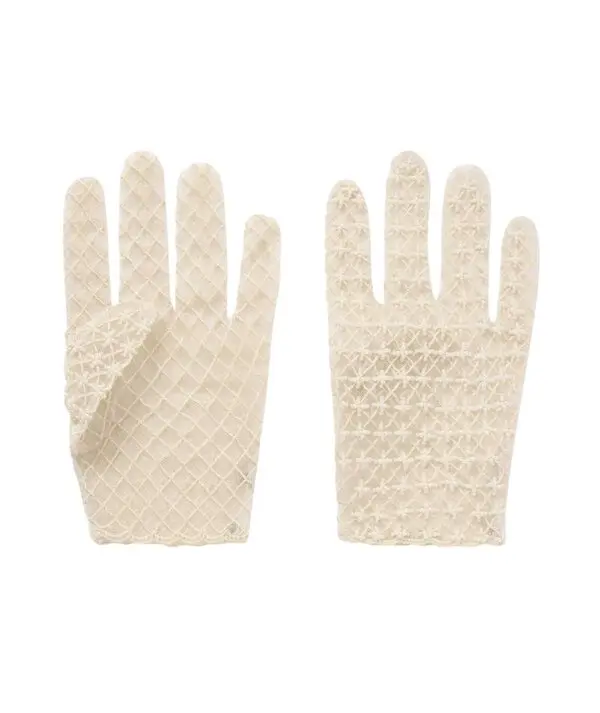 CLIO PEPPIATT Faux Pearl-embellished Embroidered Tulle Gloves - Ivory