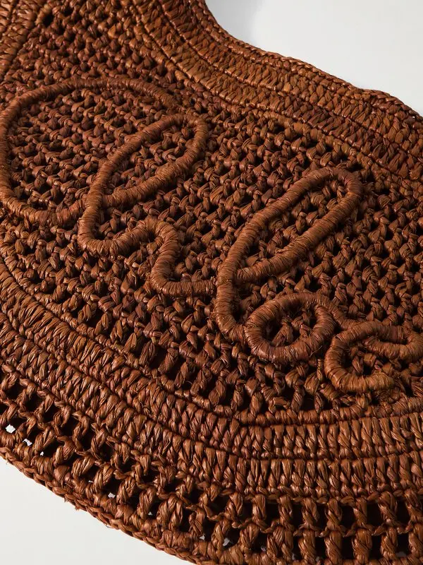Chloé Leather-trimmed Embroidered Raffia Tote - Brown