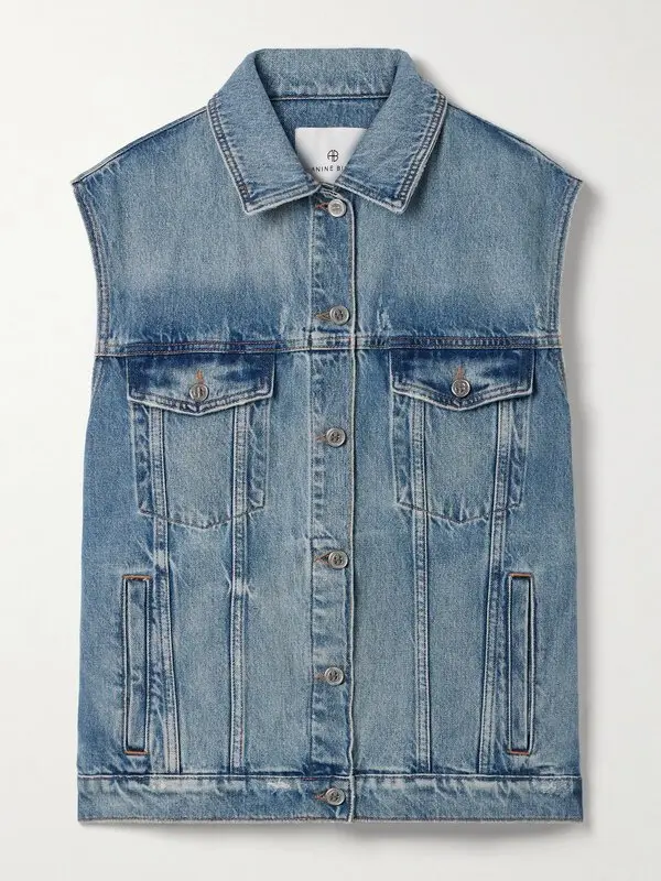 ANINE BING Rory Denim Vest - Blue