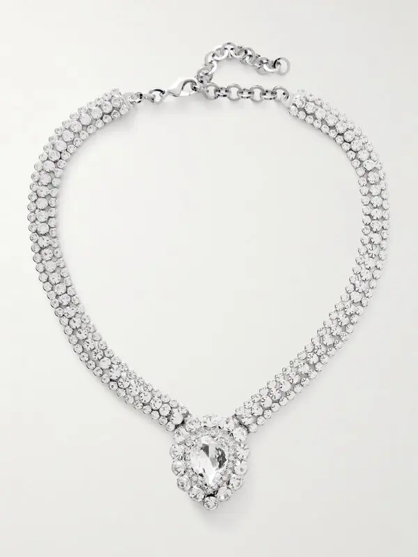 Alessandra Rich Crystal Necklace - Silver