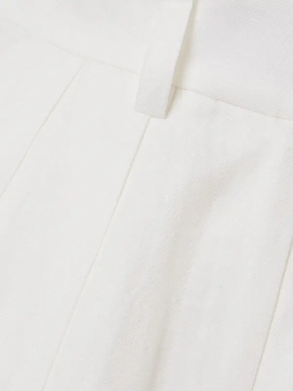 ANINE BING Lou Pleated Woven Wide-leg Pants - Neutrals