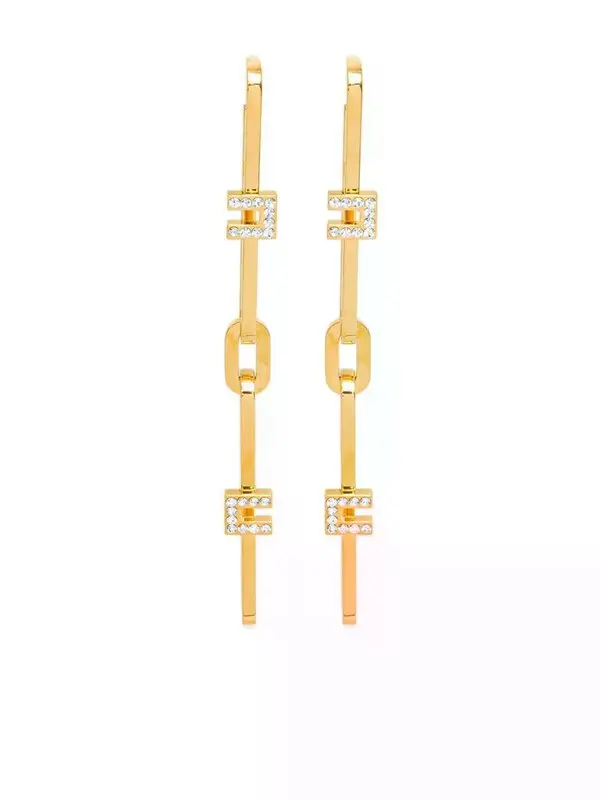 Elisabetta Franchi Chain-link Crystal-embellished Drop Earrings - Gold