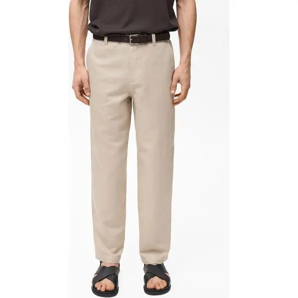 Mango Regular Fit Linen & Cotton Trousers