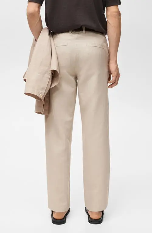 Mango Regular Fit Linen & Cotton Trousers