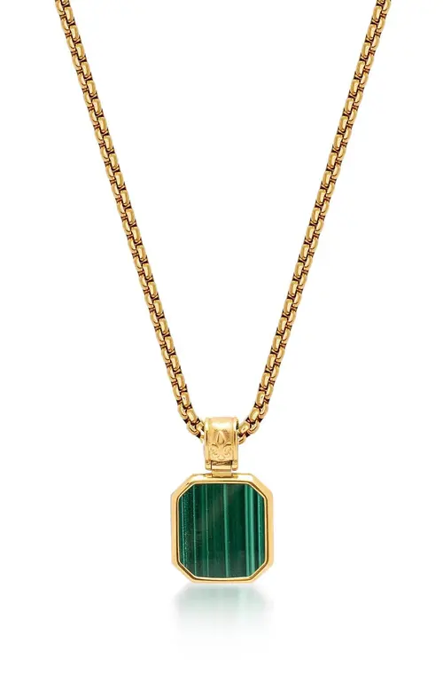 NIALAYA Square Pendant Necklace - Gold /green