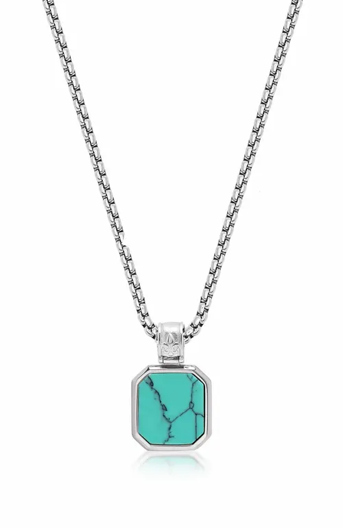 NIALAYA Square Pendant Necklace - Turquoise