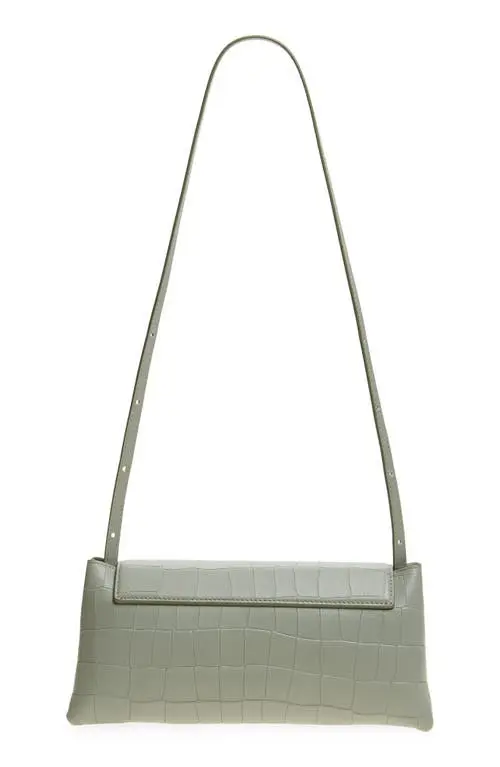 REE PROJECTS Elieze Soft Croc Embossed Leather Clutch - Sage