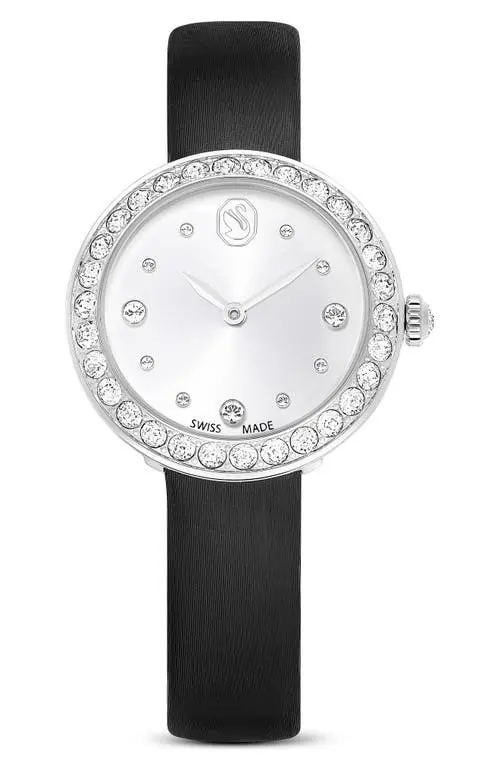 SWAROVSKI Matrix Tennis Leather Strap Watch - Black