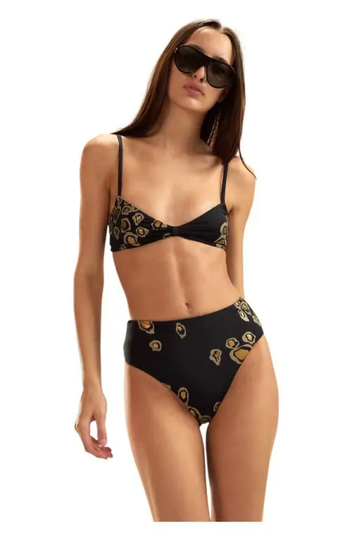 Cynthia Rowley Amalfi High-waisted Bikini Bottom - Black Gold