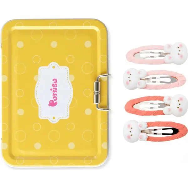 PUTTISU 4-piece Bunny Hug Snap Clip Set - Baby Pink & Coral