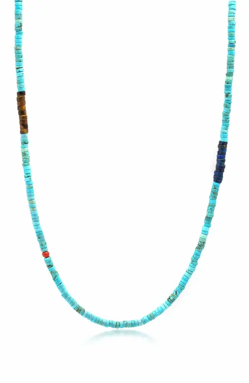 NIALAYA Heishi Bead Necklace - Turquoise /brown /blue