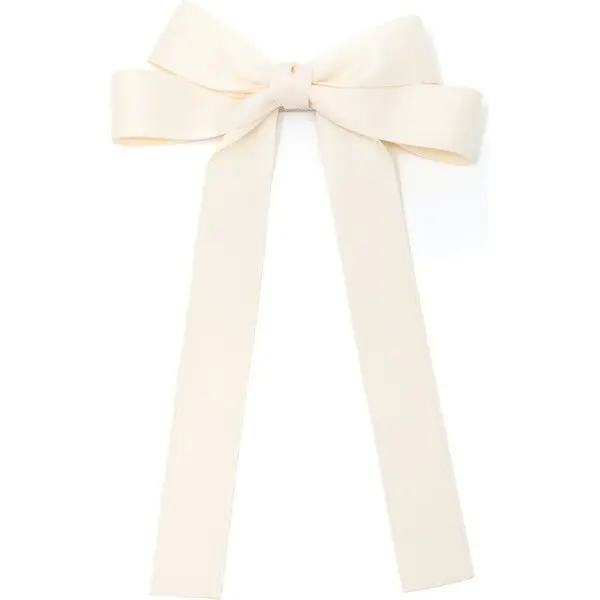 PUTTISU Classic Long Ribbon Bow Clip - Ivory