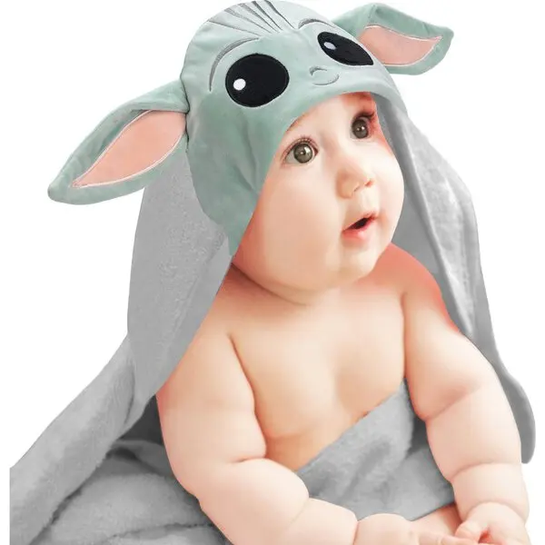 LAMBS & IVY Star Wars The Child Hooded Baby Bath Towel - Gray