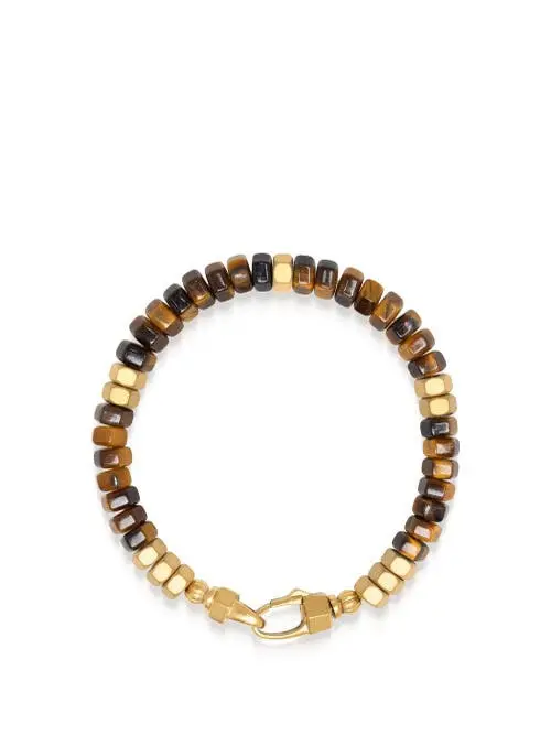 NIALAYA Hexagon Beaded Bracelet - Tiger Eye Brown