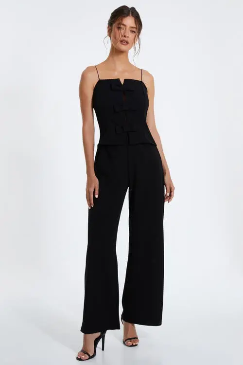 QUIZ Scuba Crepe Bow Front Jumpsuit