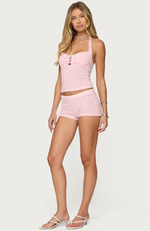EDIKTED Lovina Stripe Halter Top - Light-pink
