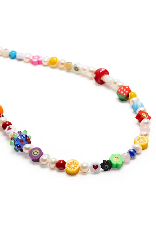 NIALAYA Berry Pearl Beaded Necklace