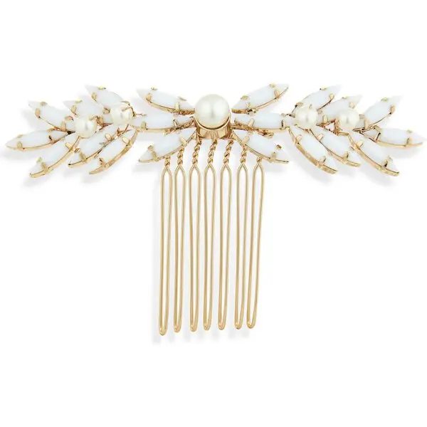 Brides & Hairpins Seira Opal & Faux Pearl Hair Comb - Gold