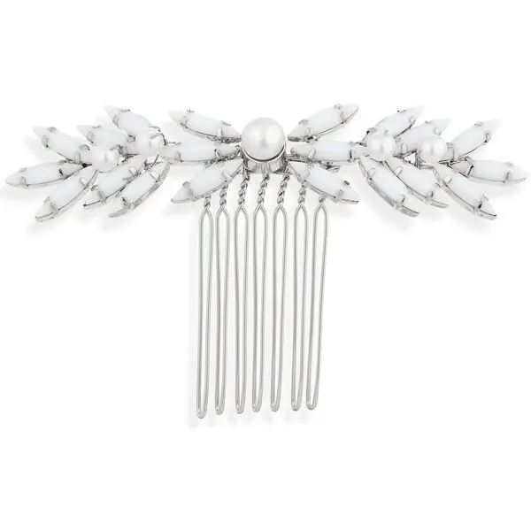 Brides & Hairpins Seira Opal & Faux Pearl Hair Comb - Silver