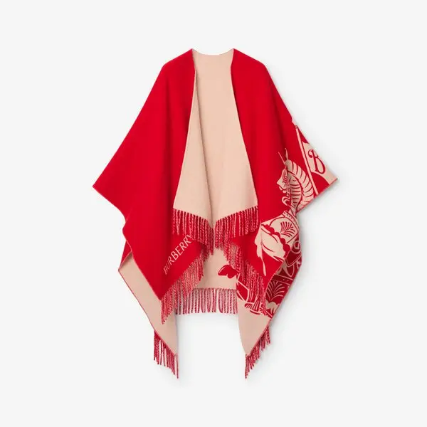 Burberry Ekd Wool Cashmere Cape - Crayon Red