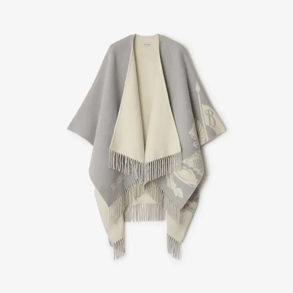 Burberry Ekd Wool Cashmere Cape - Pigeon Grey