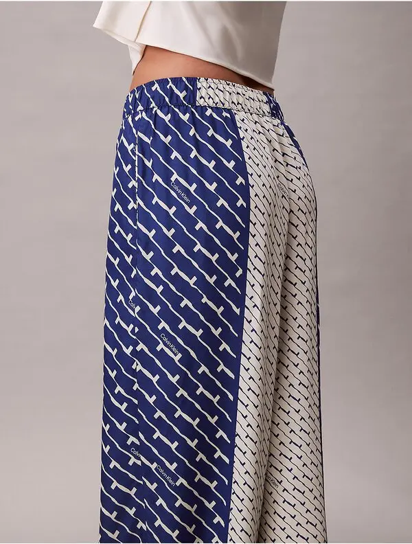 Calvin Klein Printed Viscose Twill Wide Leg Pants