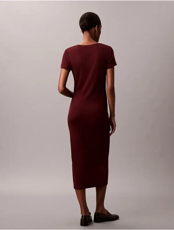 Calvin Klein Cotton Midi Dress - Deep Rouge