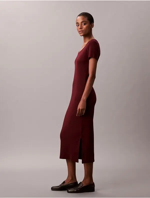 Calvin Klein Cotton Midi Dress - Deep Rouge