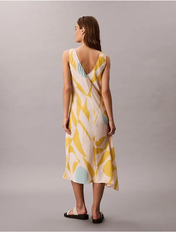 Calvin Klein Printed V-neck Midi Dress