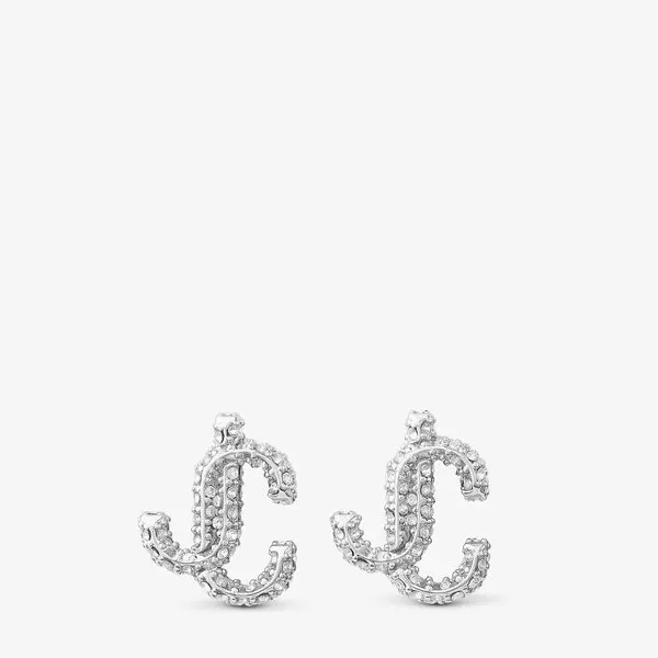 JIMMY CHOO Jc Stud Earrings With Swarovski Crystals - Silver