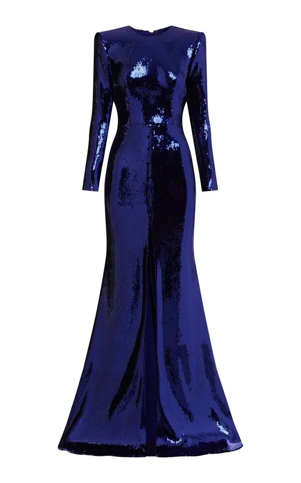 Alex Perry Sequined Long Sleeve Gown