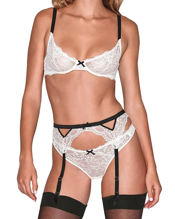 FLEUR DU MAL Bianca Lace Garter - Linen Beige