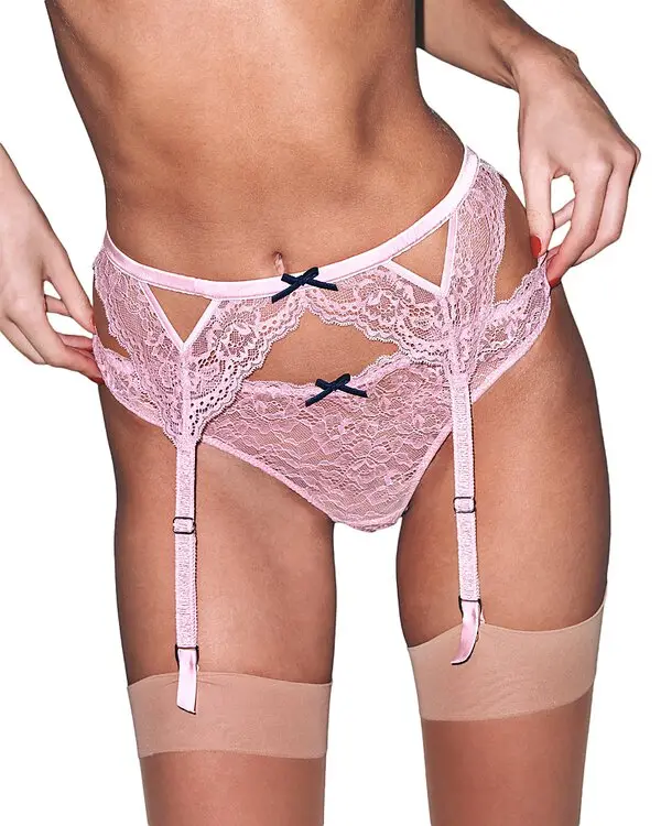 FLEUR DU MAL Bianca Lace Garter - Pink Lady