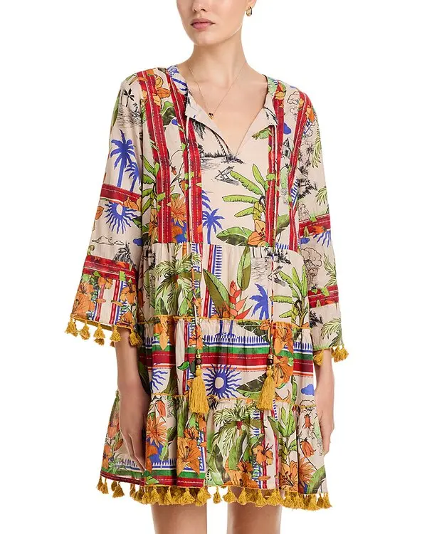 LUCKY & COCO Printed Split V-neck Dress