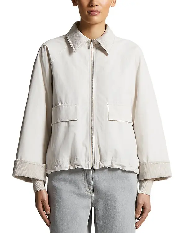 Peserico Collared Front Zip Jacket - Pearl Beige