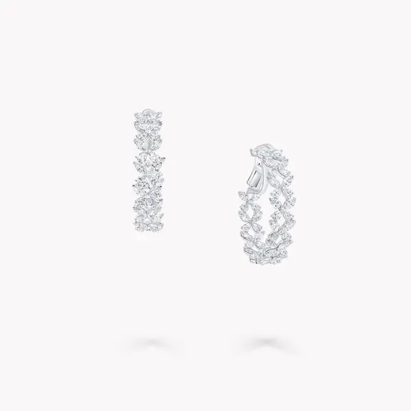 Graff Classic Butterfly Diamond Hoop Earrings - White Gold