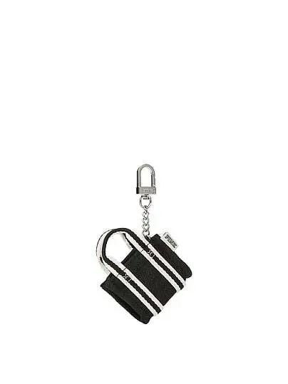 Pink Mini Tote Keychain Charm - Black
