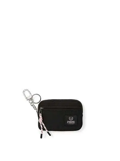 Pink Zip Card Holder Keychain - Black