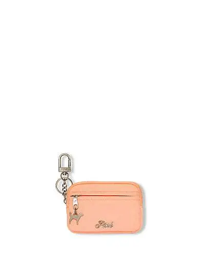 Pink Zip Card Holder Keychain - Orange