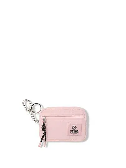 Pink Zip Card Holder Keychain - Pink