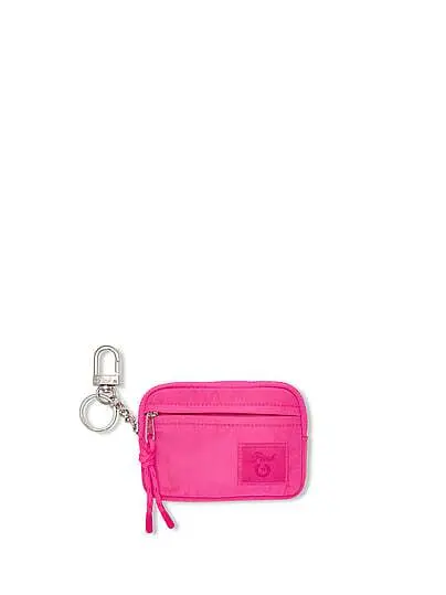 Pink Zip Card Holder Keychain - Pink