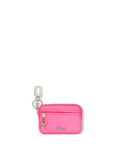 Pink Zip Card Holder Keychain - Pink