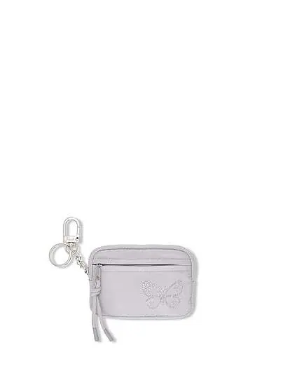 Pink Zip Card Holder Keychain - Purple