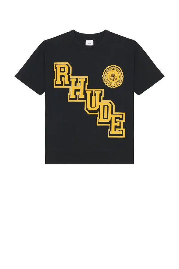 Rhude Collegiate Crest Tee In Black