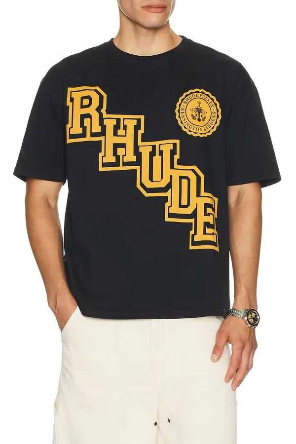Rhude Collegiate Crest Tee In Black