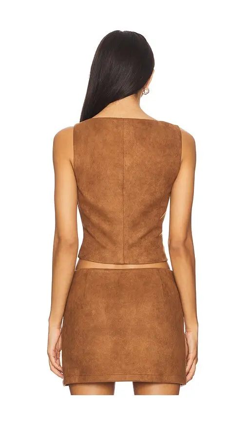 BY.DYLN Regina Cropped Faux Suede Top With Zip Detail