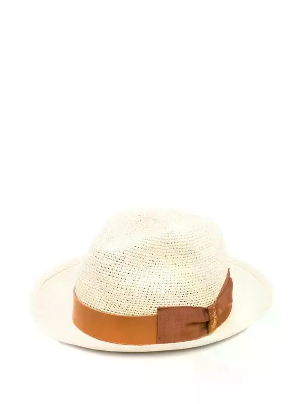 Borsalino Straw Hat With Leather Band - Neutrals