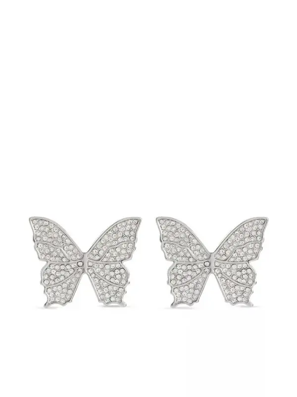 Blumarine Crystal-embellished Butterfly Earrings - Grey