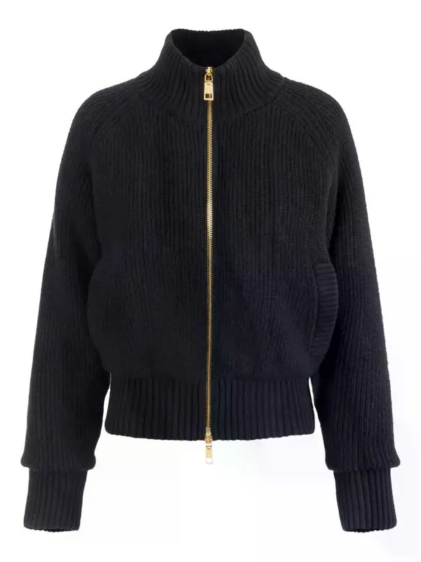 Elisabetta Franchi Ribbed-knit Zip-front Bomber Jacket